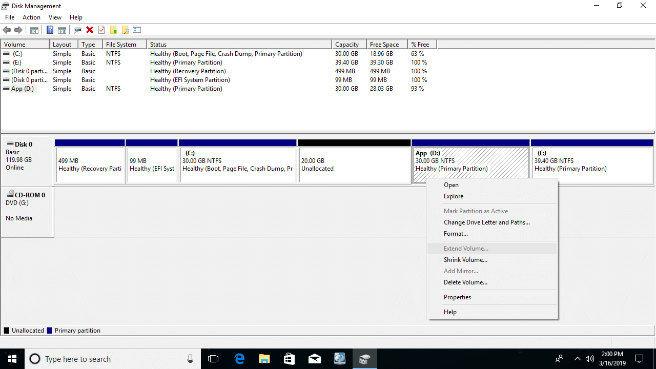 What to do if cannot/unable to extend D drive on Windows 10?